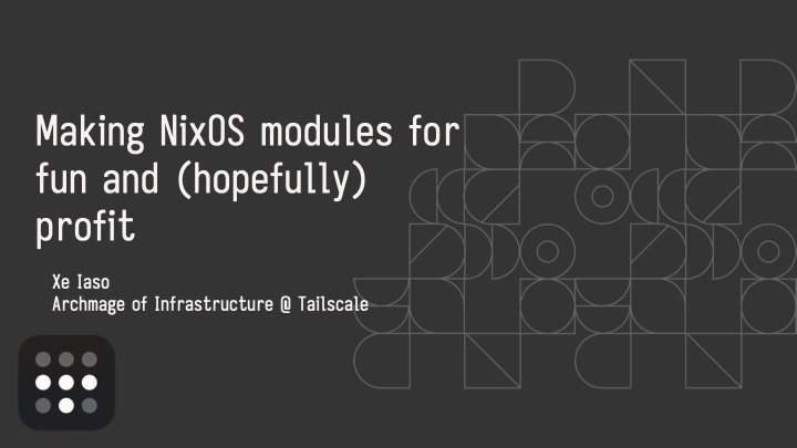 Making NixOS modules for fun and (hopefully) profit - Xe Iaso